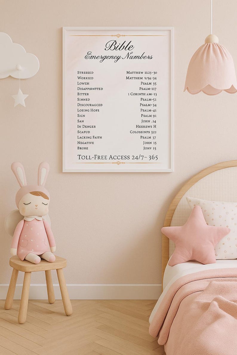 Bible Emergency Numbers Printable • Christian Wall Art • Girls Room ...