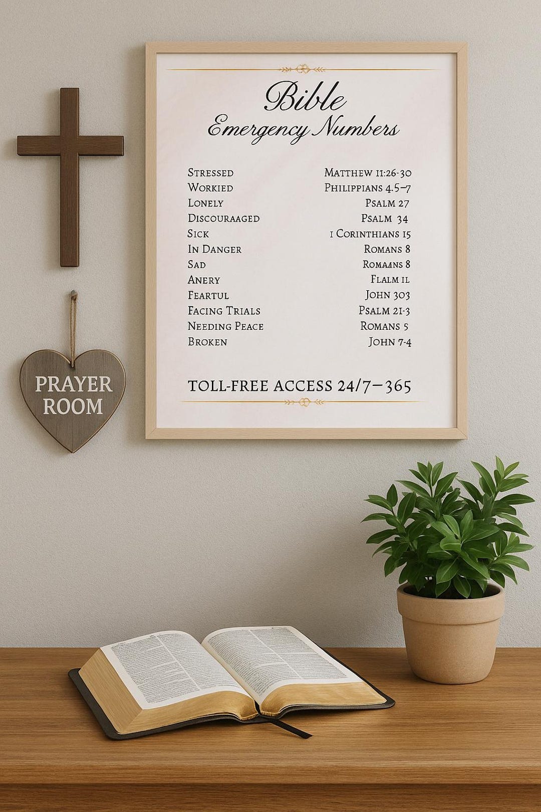 Bible Emergency Numbers Printable • Christian Wall Art • Girls Room ...