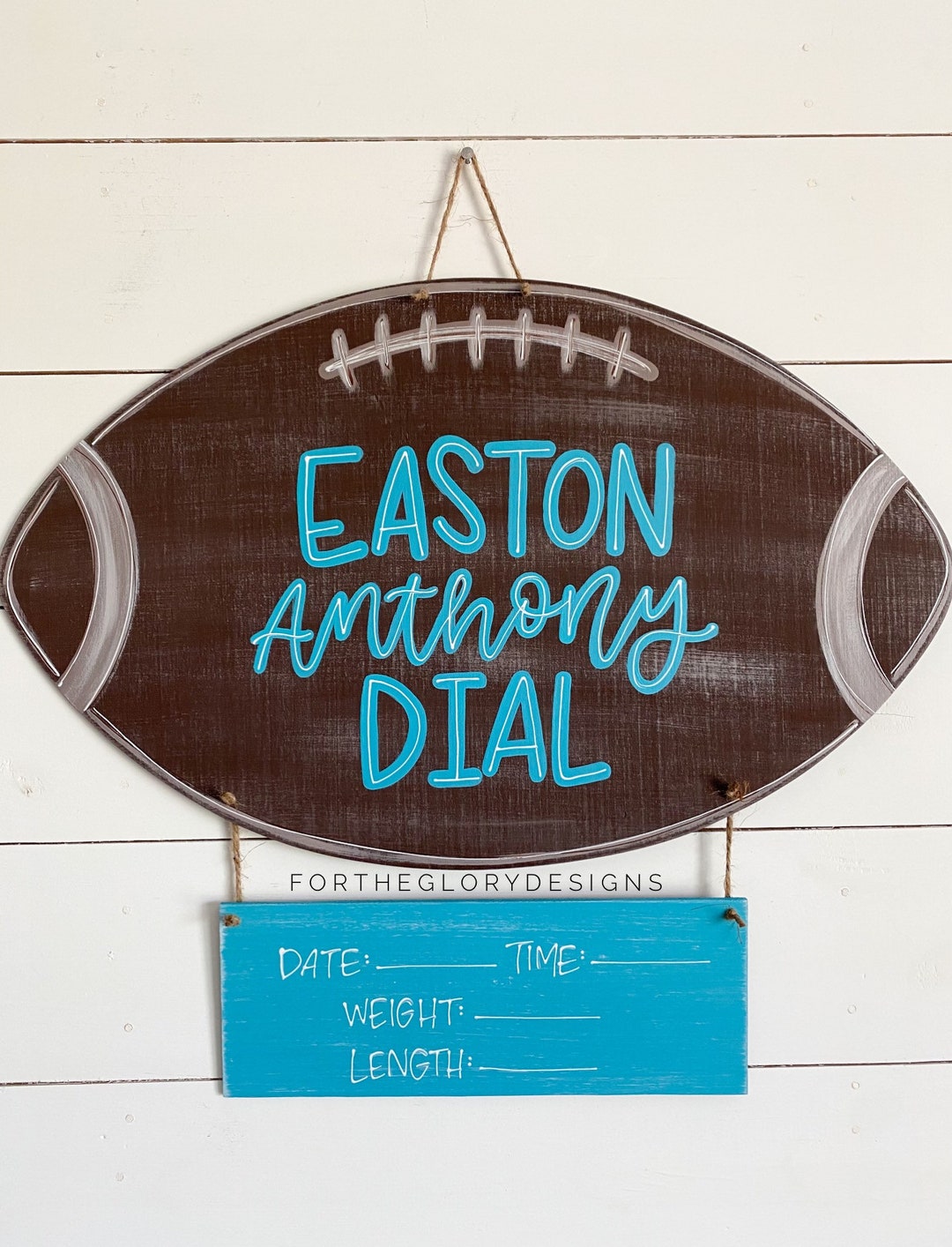 Football Door Hanger // Hospital Door Hanger for Boys // Aqua + Orange ...