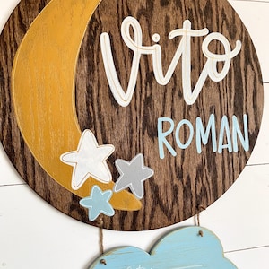 Hospital Door Hanger // Moon, Cloud + Stars // Baby Boy Nursery Decor ...