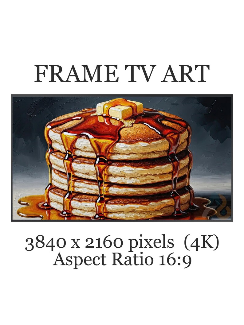 Moody Pancakes Stack Samsung Frame TV Arts, Impasto Oil Painting ...