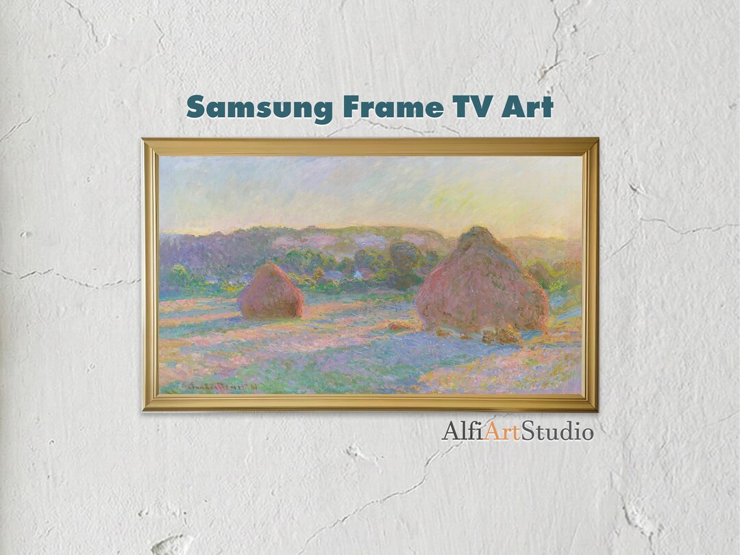 Claude Monet Wheatstacks Samsung Frame TV Arts, Rustic Farmhouse Decor ...