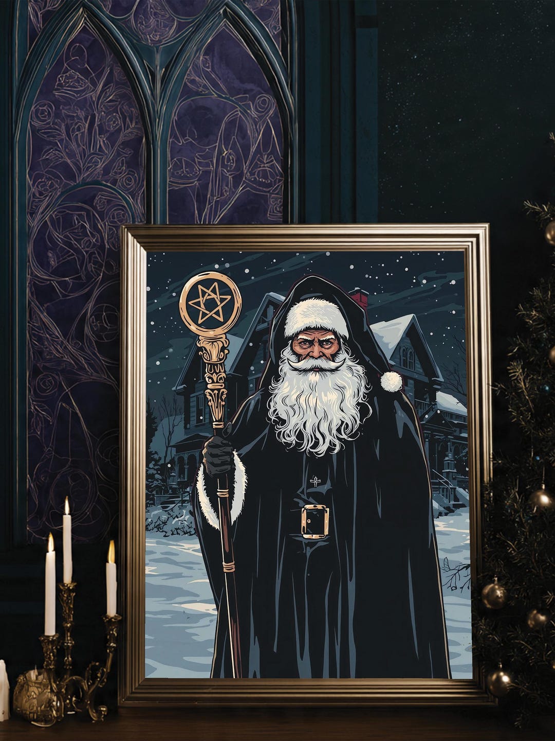 Gothic Santa Claus Printable Wall Art | Goth Christmas Wall Decor ...
