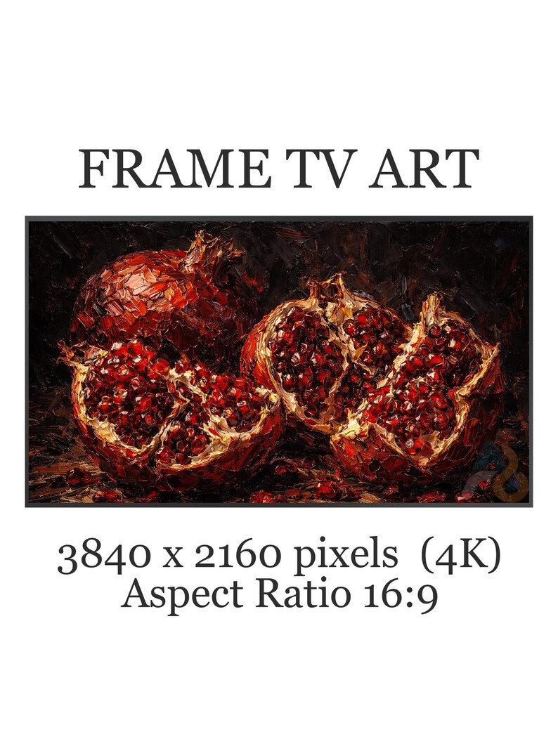 Raw Impasto Pomegranate Samsung Frame TV Arts, Moody Kitchen Oil ...
