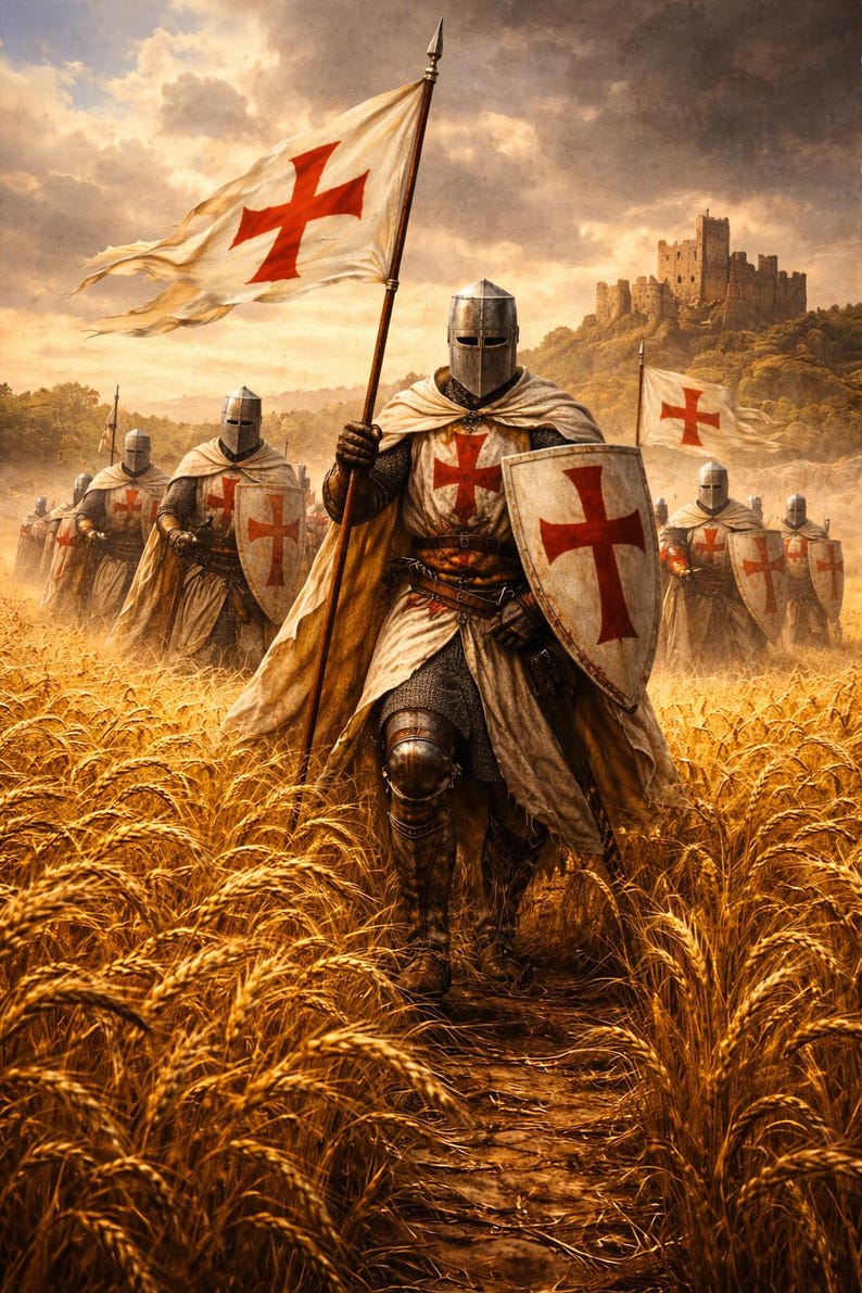 Templar Knights March Oil Painting Printable – Medieval Crusader Field ...