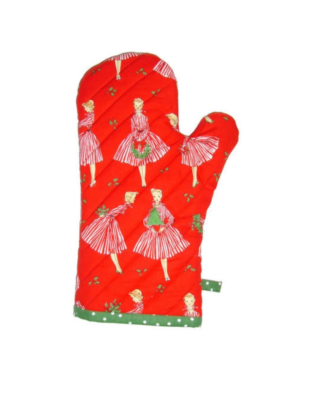 Christmas Oven Mitt, Holiday Hostess Gift, Retro Christmas Oven Mitt ...