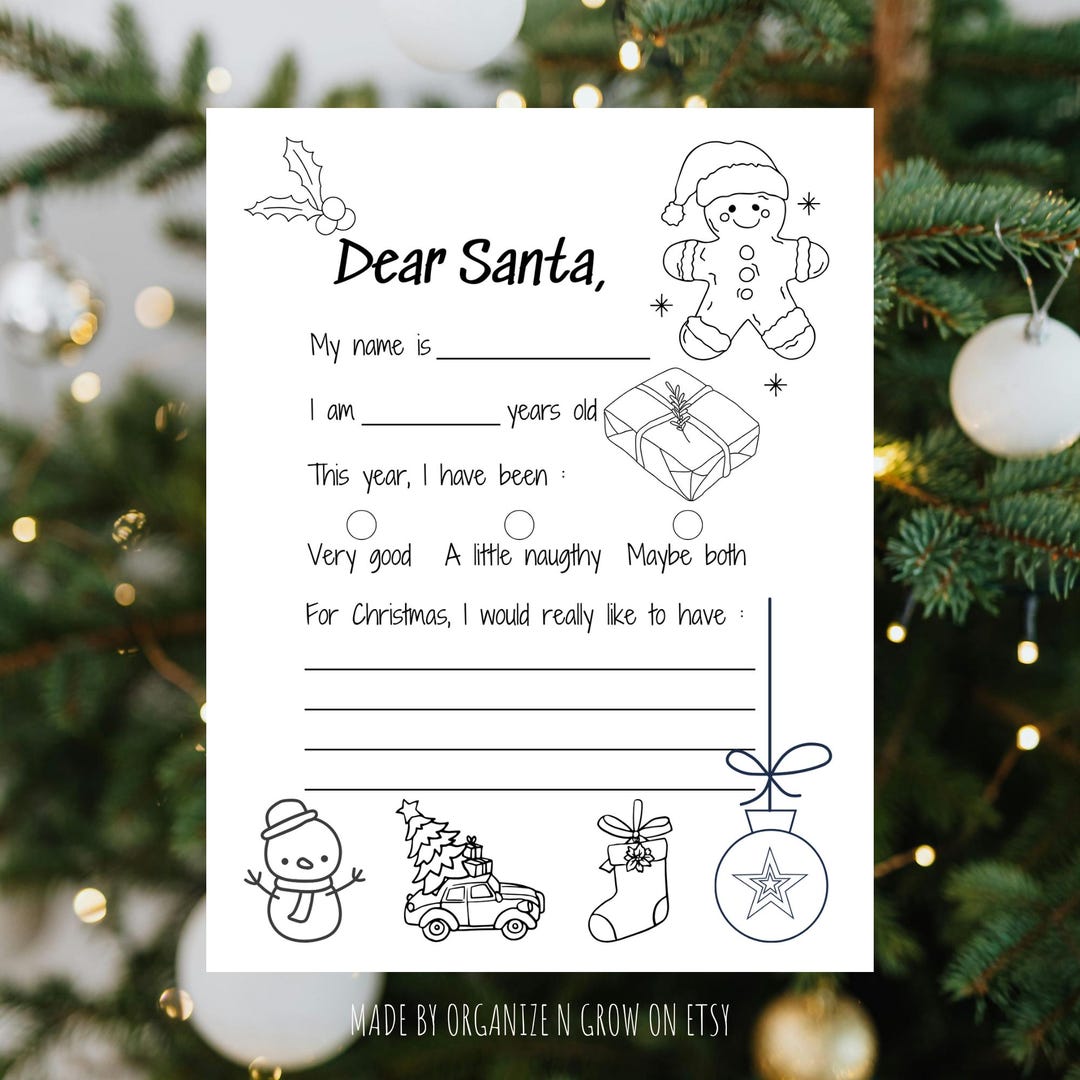 Letter to Santa – Coloring Page – Printable PDF – Kids Christmas ...