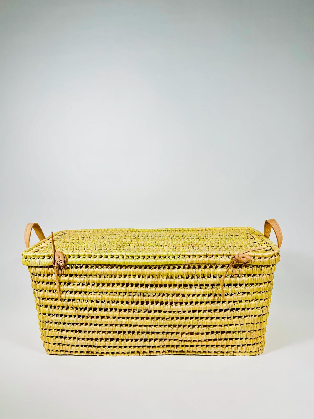 Moroccan Palm Leaf Storage Chest – Handmade Wicker Toy Box - Etsy
