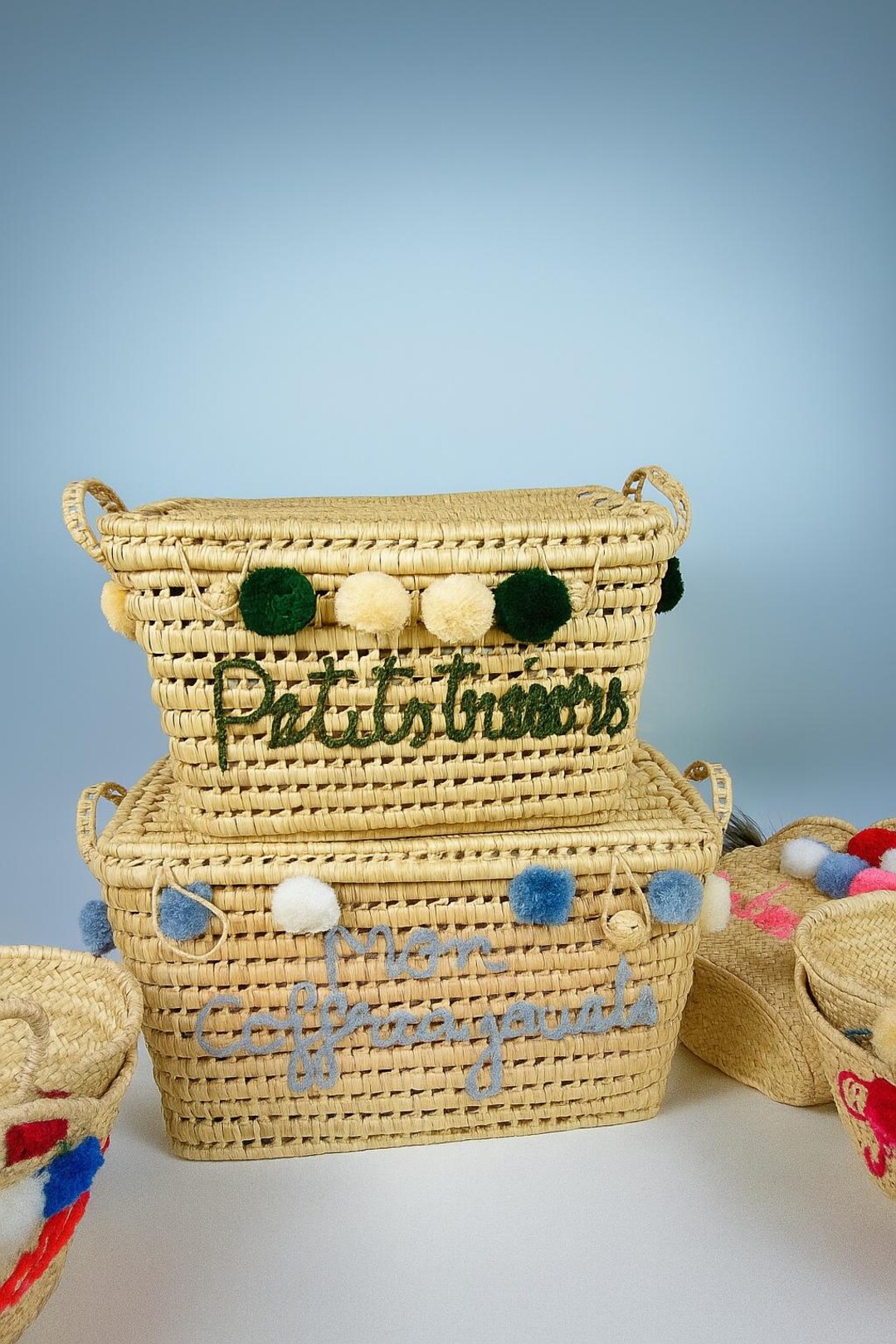 Personalized Wicker Toy Box – Handmade Palm Leaf Storage Chest for ...