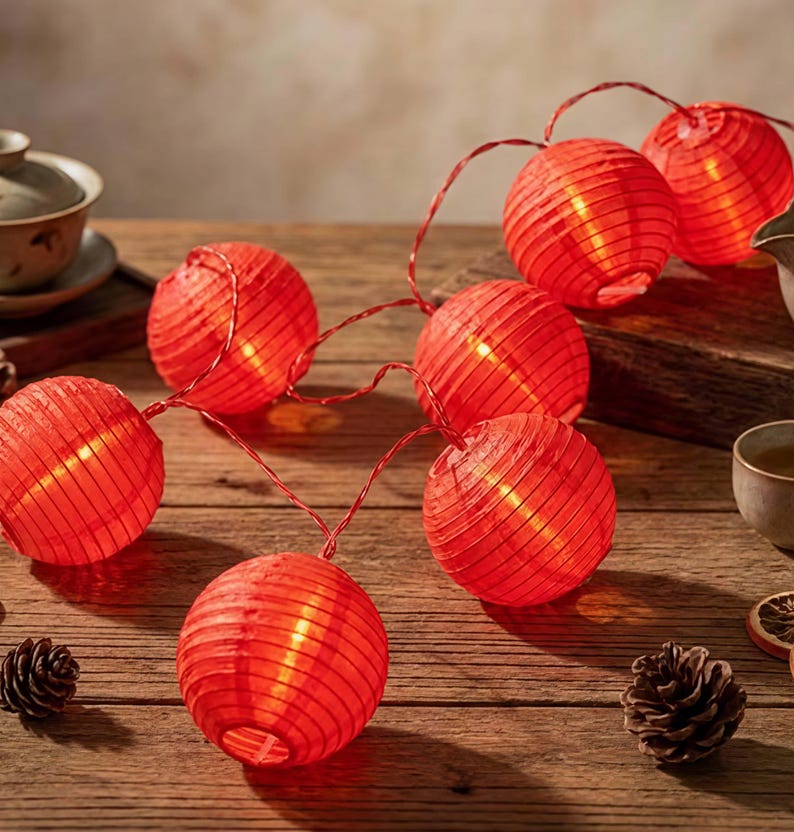 Red Velvet Lantern String Lights, USB Powered, Lunar New Year Decor - Etsy