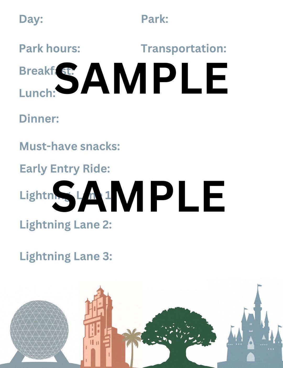 Blank Printable Daily Park Planner - Etsy