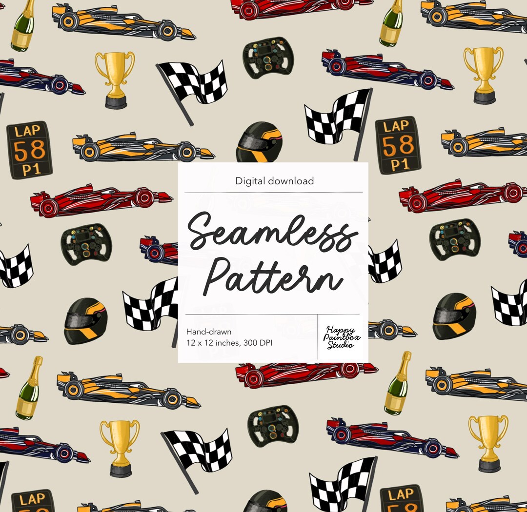Race Car Seamless Pattern | Motor Sports Fabric (digital Download) - Etsy