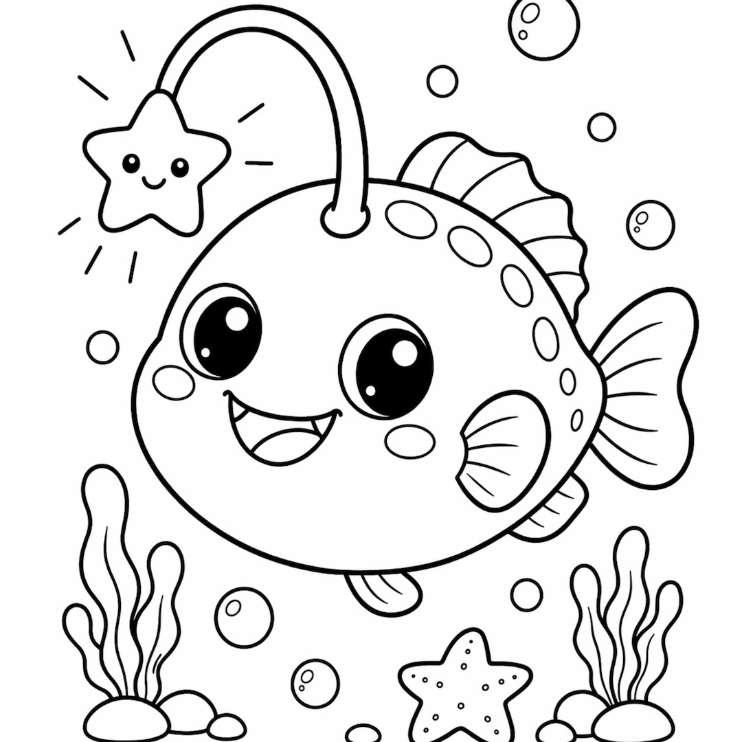 Kawaii Ocean Animals Coloring Pages for Kids | Deep Sea Creatures ...