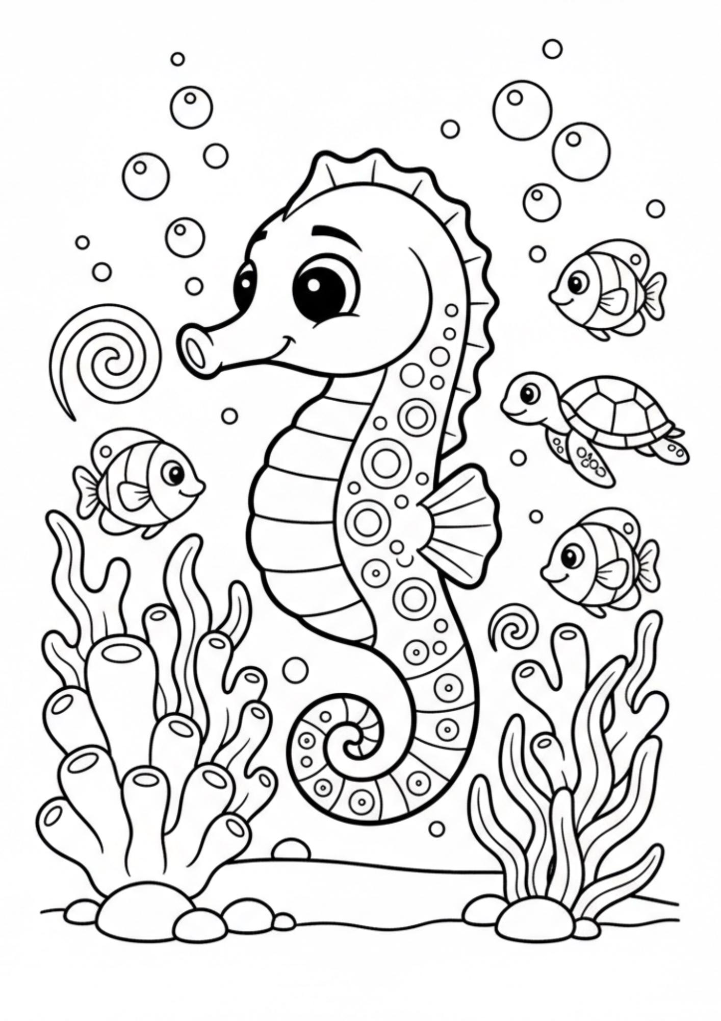 Sea Animals Coloring Pages for Kids | Simple & Cute | 10 Printable ...