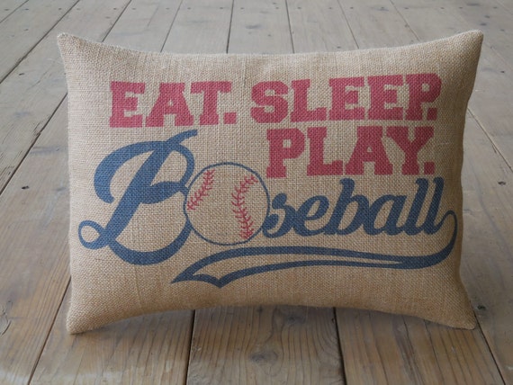 Eat.sleep.play.baseball Burlap Pillow Baseball Decor - Etsy