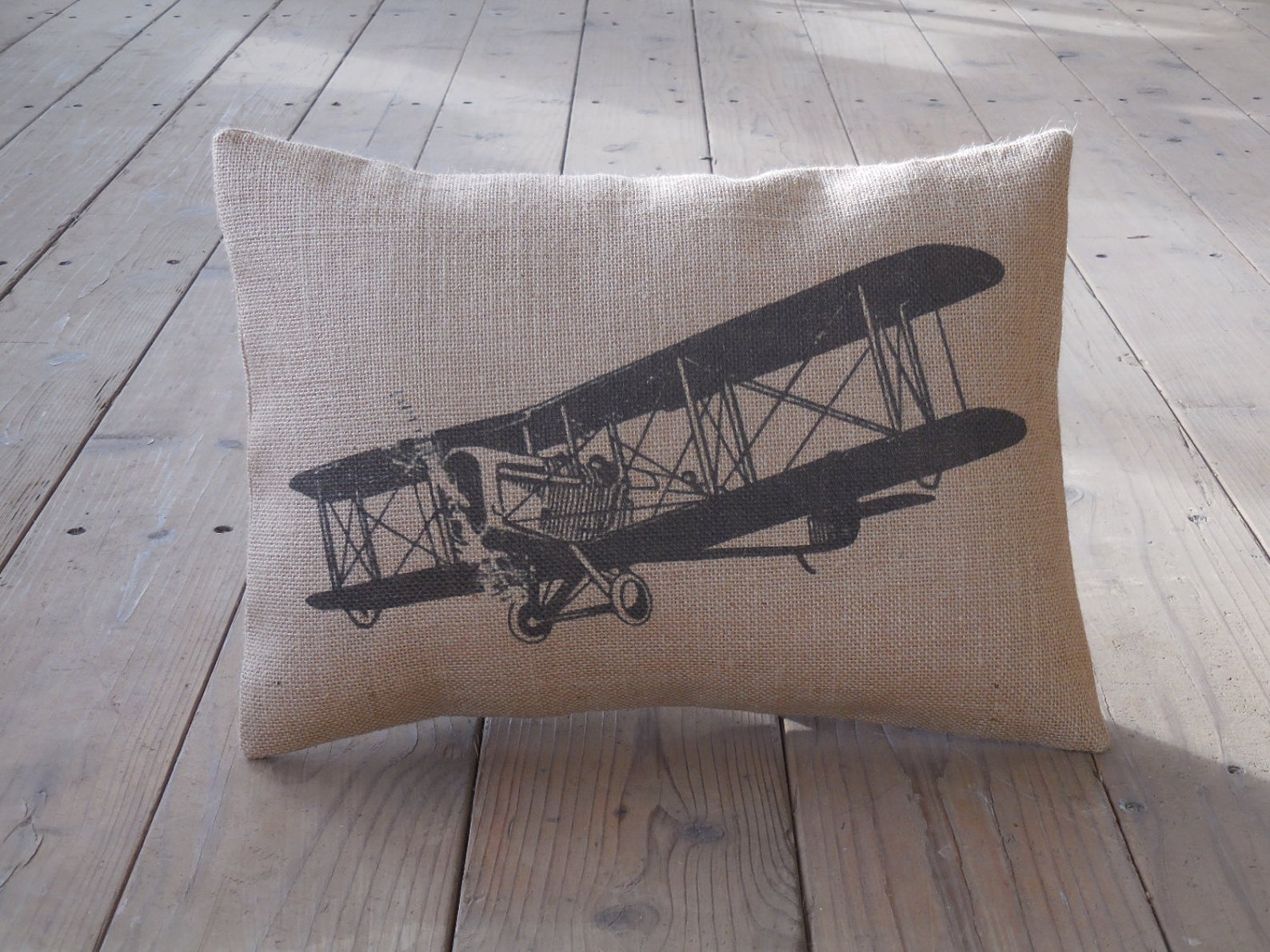 Biplane Burlap Pillow, Aviation, Airplanes, Airplane Nursery, Farmhouse ...