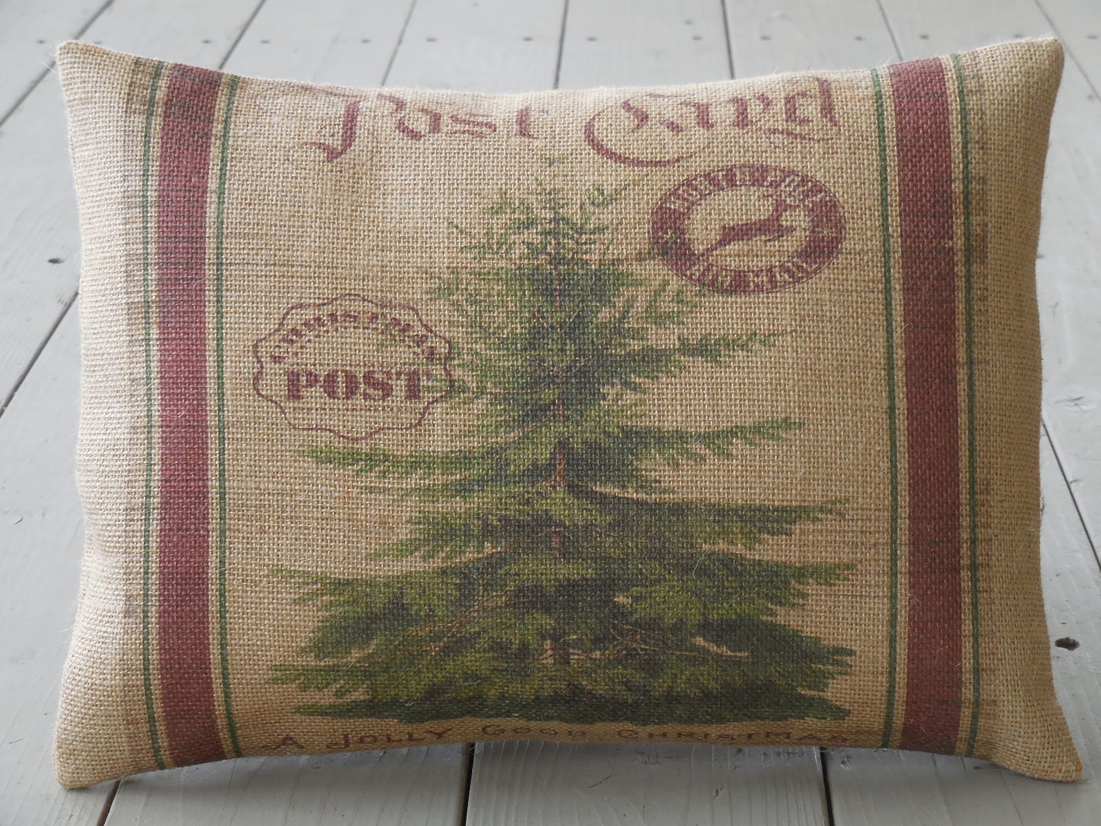 Christmas Tree Burlap Pillow Farmhouse Christmas - Etsy