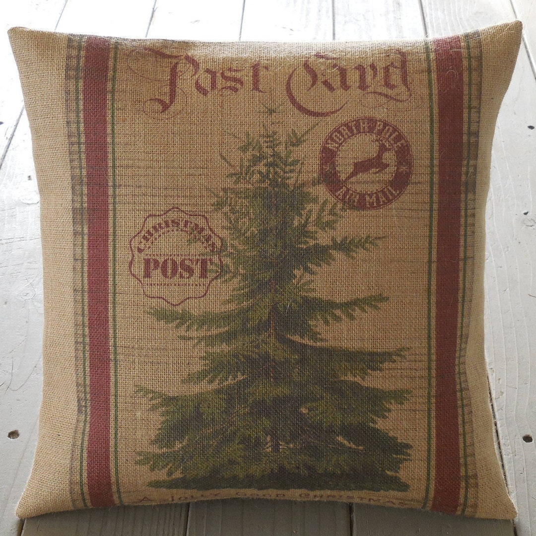 Christmas Tree Burlap Pillow, Christmas Pillows, Farmhouse Christmas - Etsy