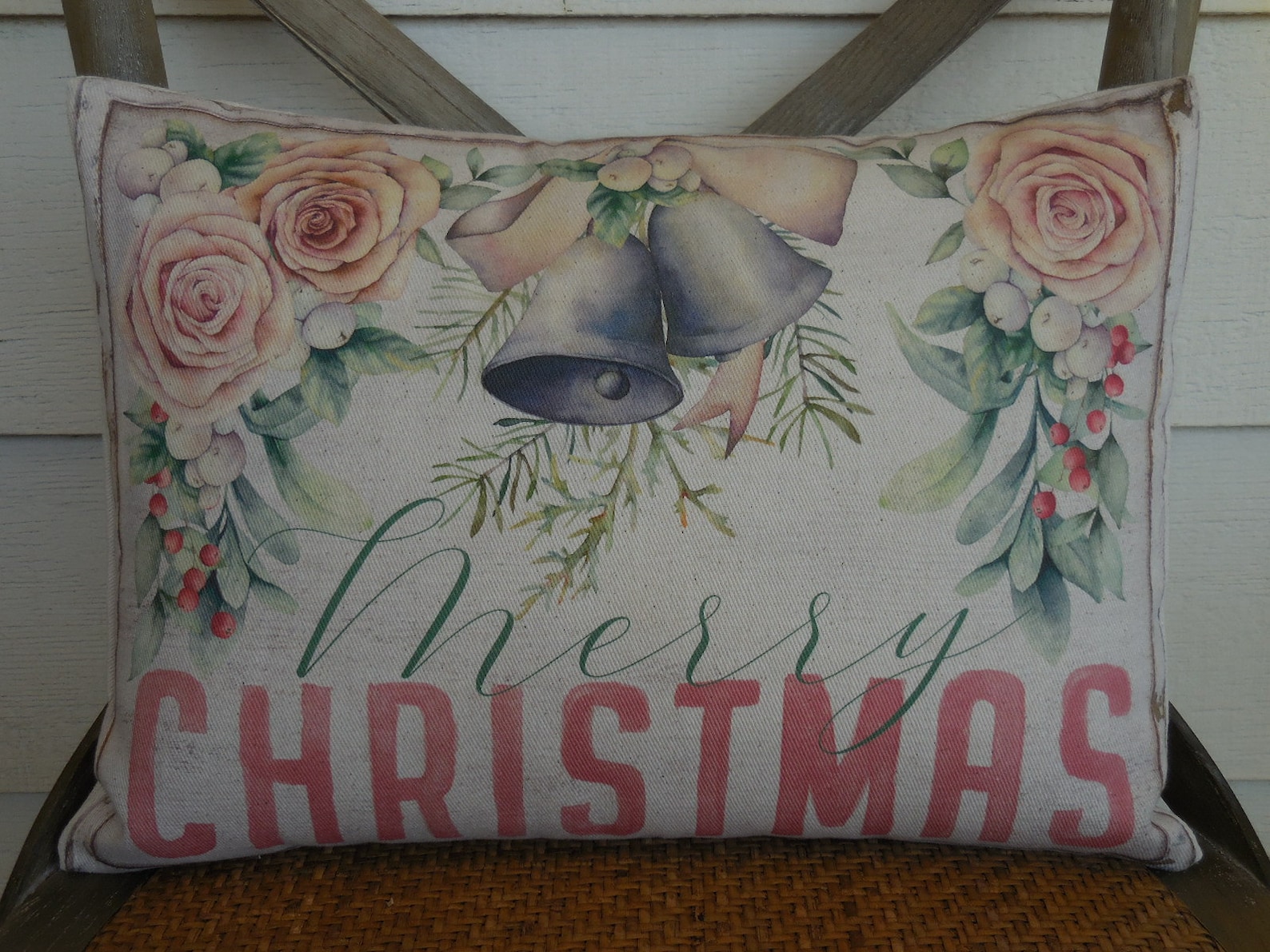 Pink Christmas Pillow Shabby Chic Christmas Christmas - Etsy
