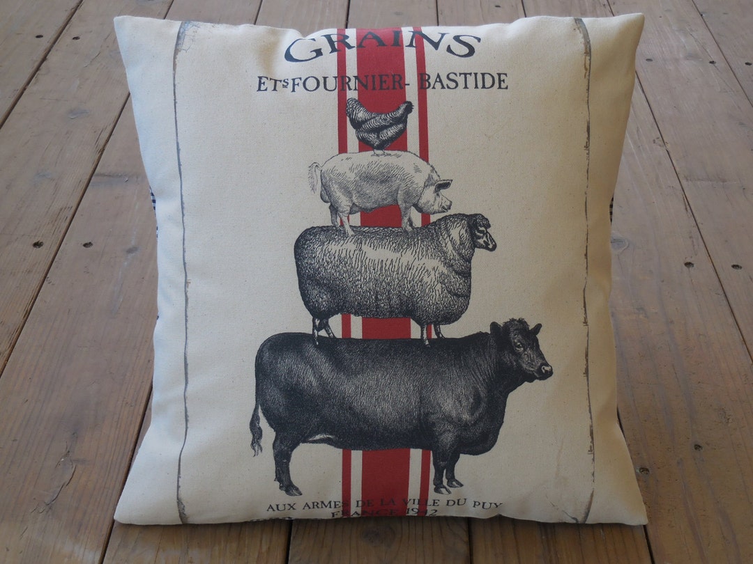French Animal Stack Pillow, Farmhouse Pillows, Farm26, INSERT INCLUDED ...