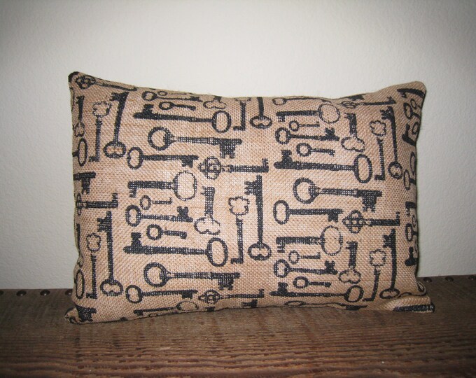 French Key Burlap Pillow - Etsy