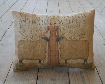 Primitive Pillow | Etsy