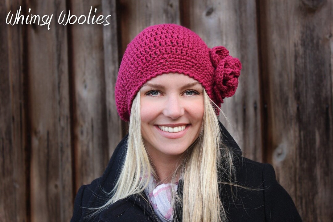 Crochet Hat Pattern: Crochet Beret, Crochet Flower, 'raspberry Beret ...