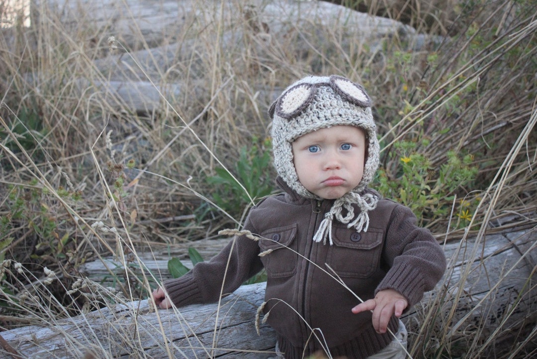 Boys Crochet Hat Pattern: Crochet Pilot Hat, Crochet Aviator Hat ...