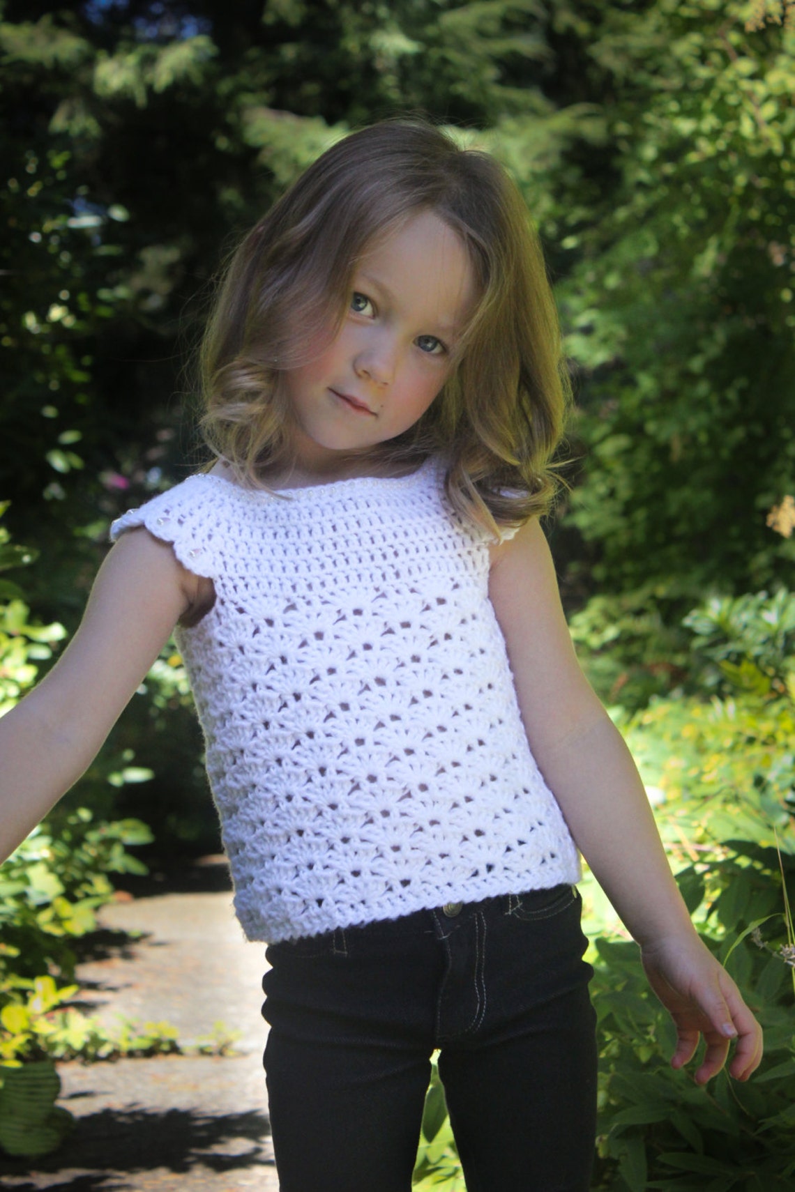Girls Crochet Top Pattern: Crochet Shell, Toddler- 13yrs, Flower Girl ...