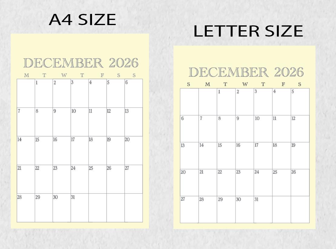 2026 Monthly Calendar: Pastel Colors, Vertical Layout (digital Download ...