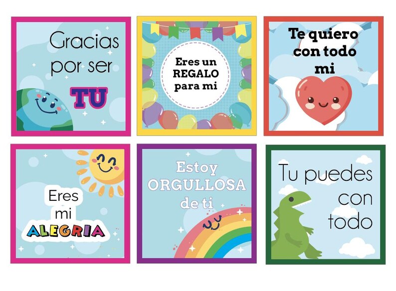 Spanish Lunch Box Love Notes for Kids, Printable Affirmations (instant ...