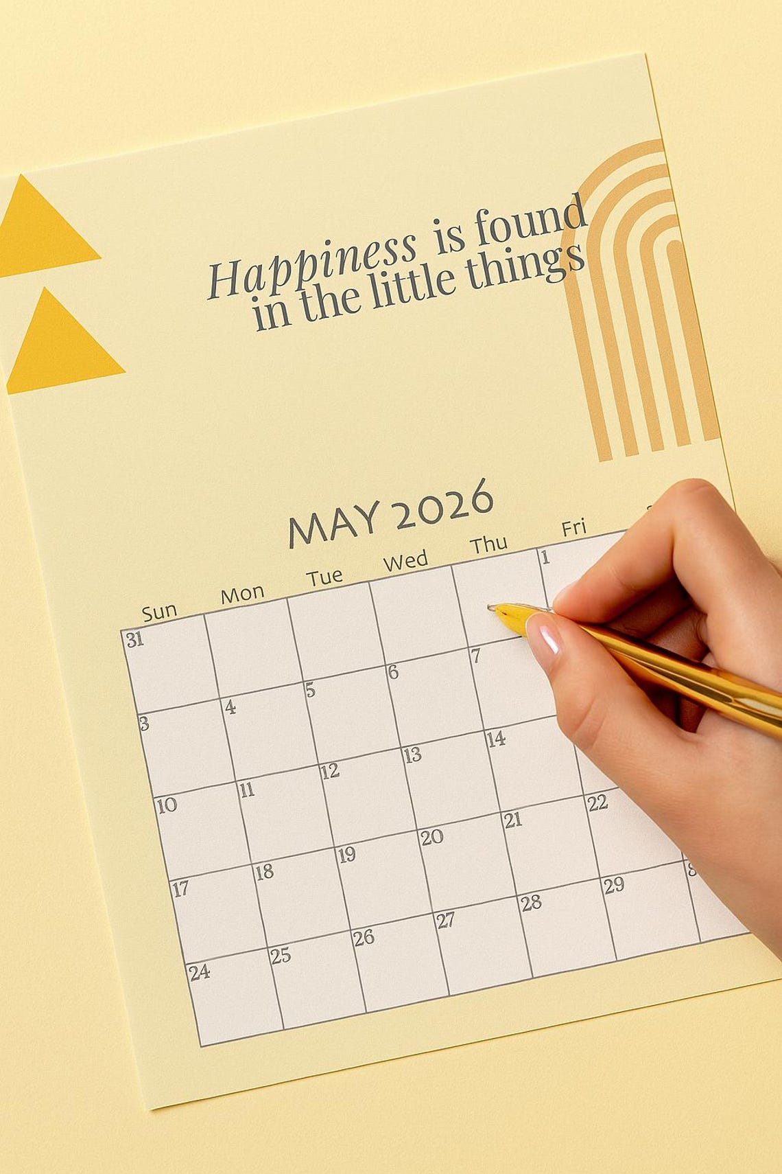 2026 Positive Affirmation Calendar, Boho Geometric Printable Calendar ...