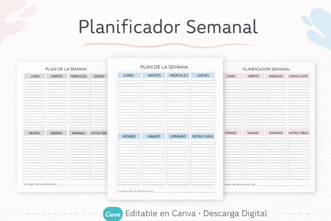 Spanish Weekly Planner | Minimalist Canva Template (digital Download ...