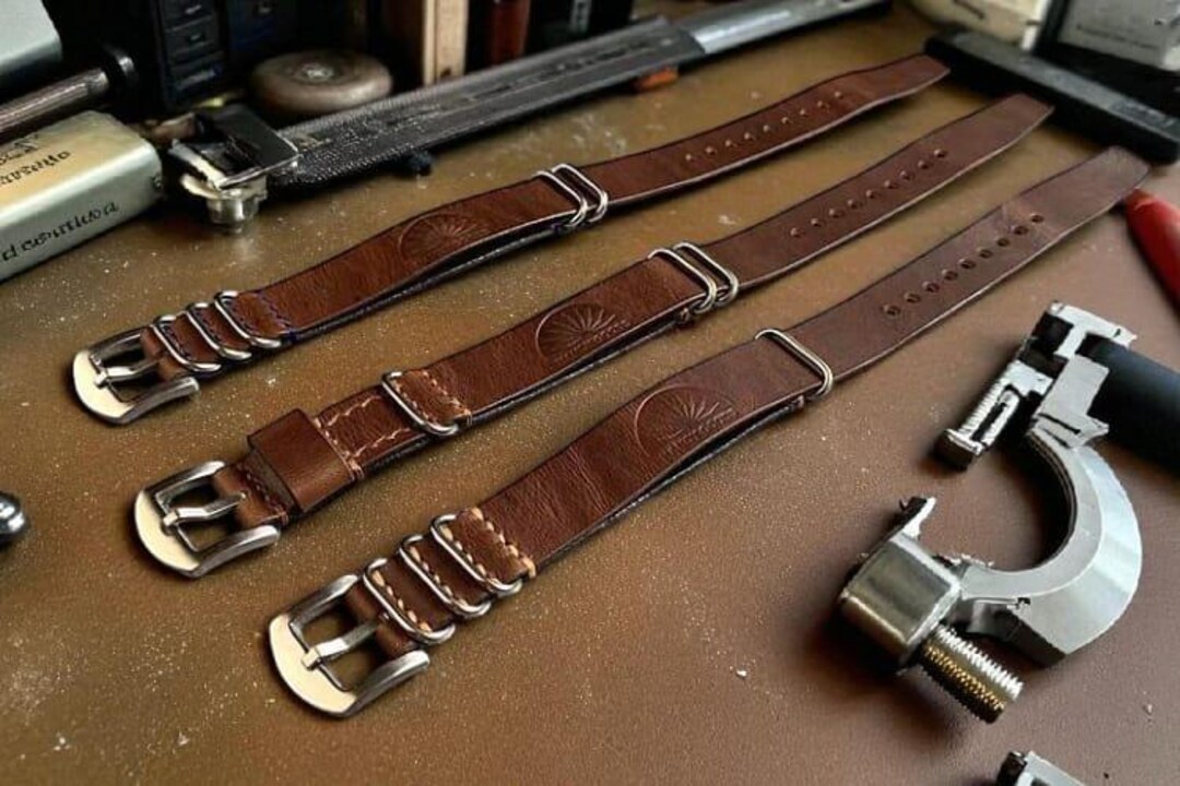 Handmade Rust Brown NATO Watch Strap – Full Grain Leather, Mountain ...