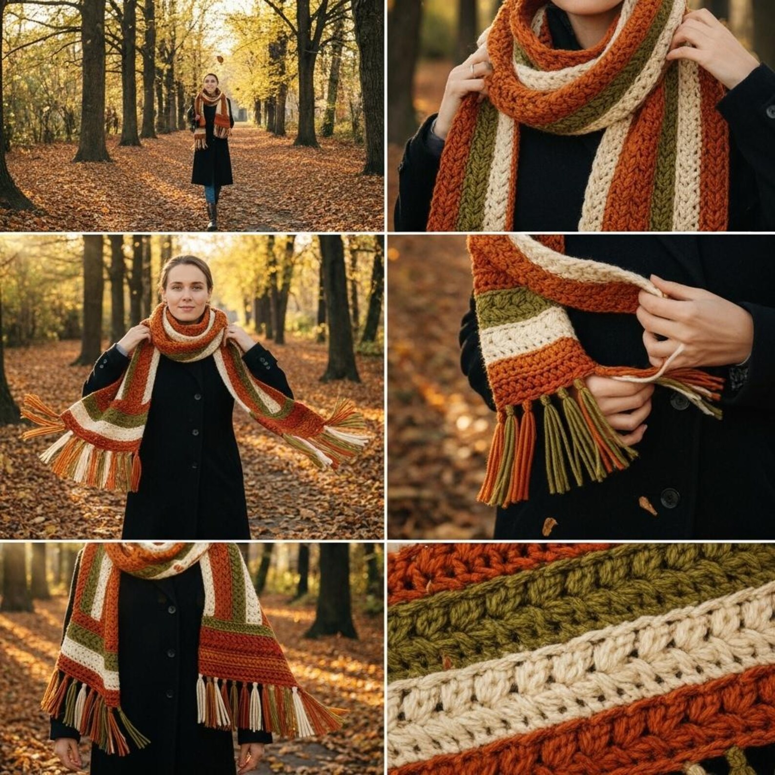 Striped Tassel Scarf Crochet Pattern, Intermediate Skill (digital ...