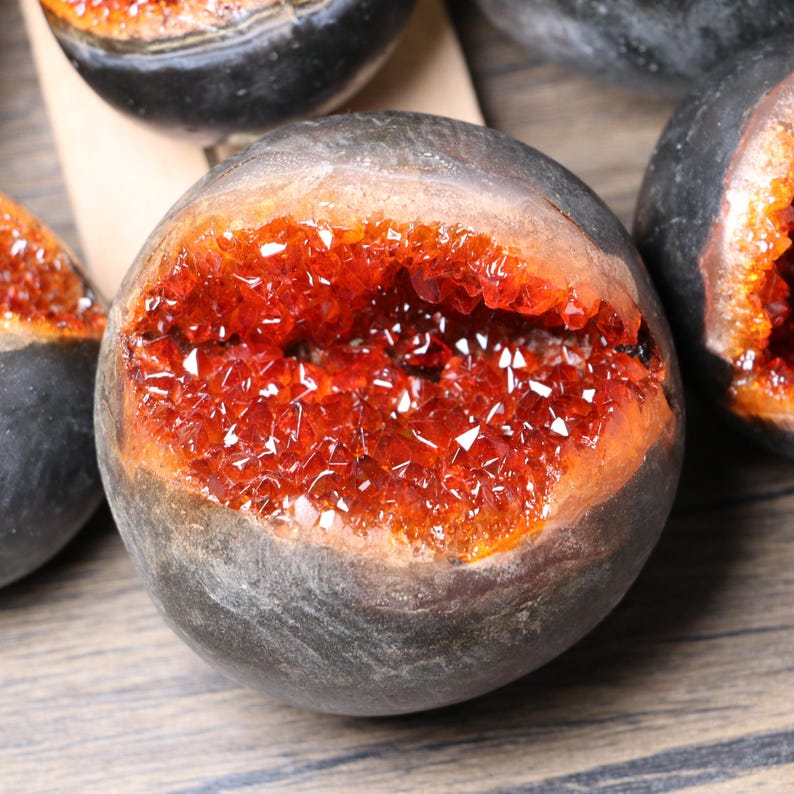 Orange Crystal Geode - (6-11cm) Smile Spherical Cluster Decor - Etsy