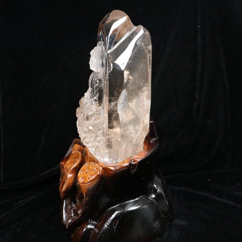 AAA+++ Clear Quartz Buddha Statue | Hand Carved Natural Crystal ...
