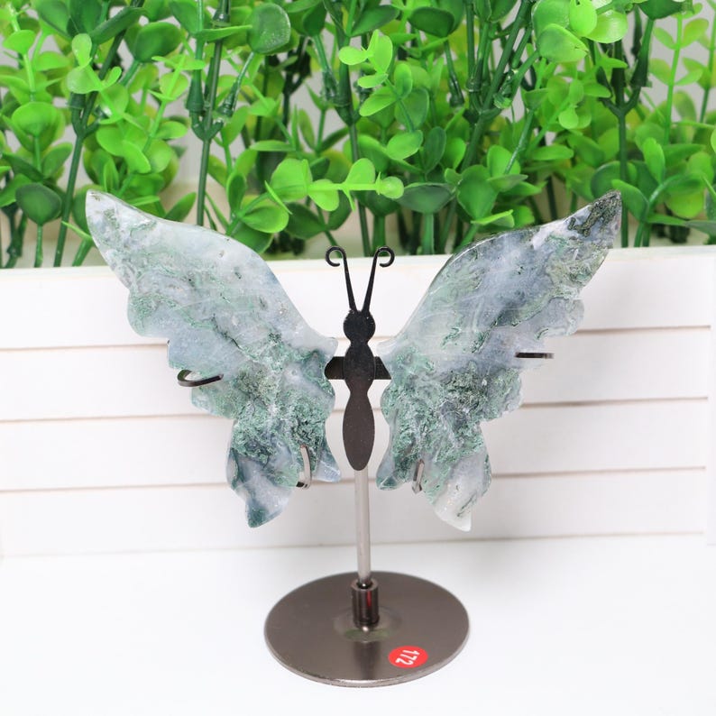 Natural Crystal Butterfly Wings With Stand | Hand Carved Gemstone ...