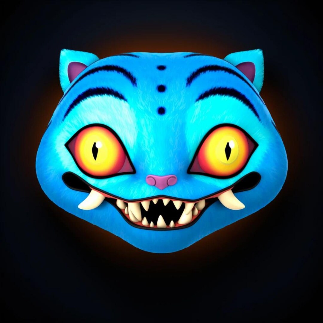 Neon Tiger Oni Mask | Cyber Fantasy Display Prop | K-art Cosplay STL ...