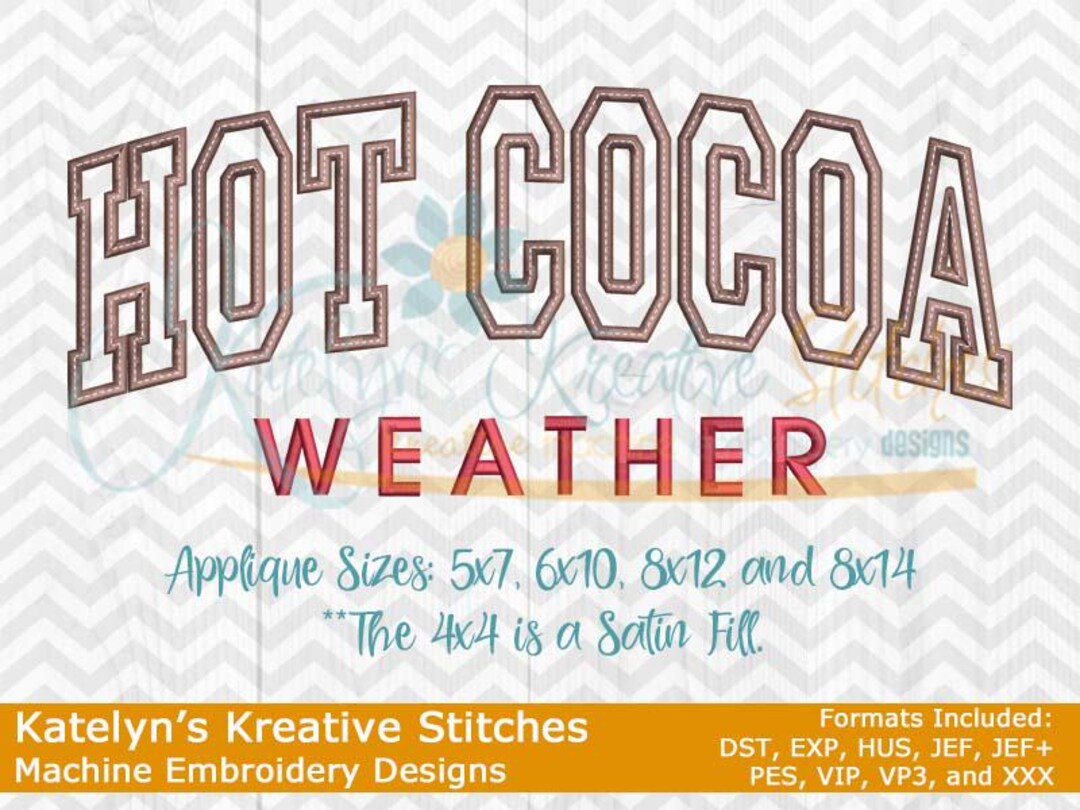 Hot Cocoa Weather Arched Embroidery - Etsy