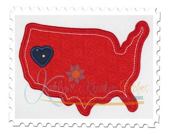 Modern United States Machine Applique Design in 5 Sizes. Go - Etsy