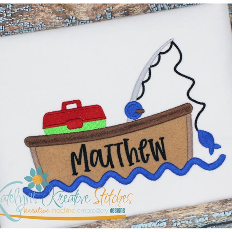 Fishing Applique - Etsy