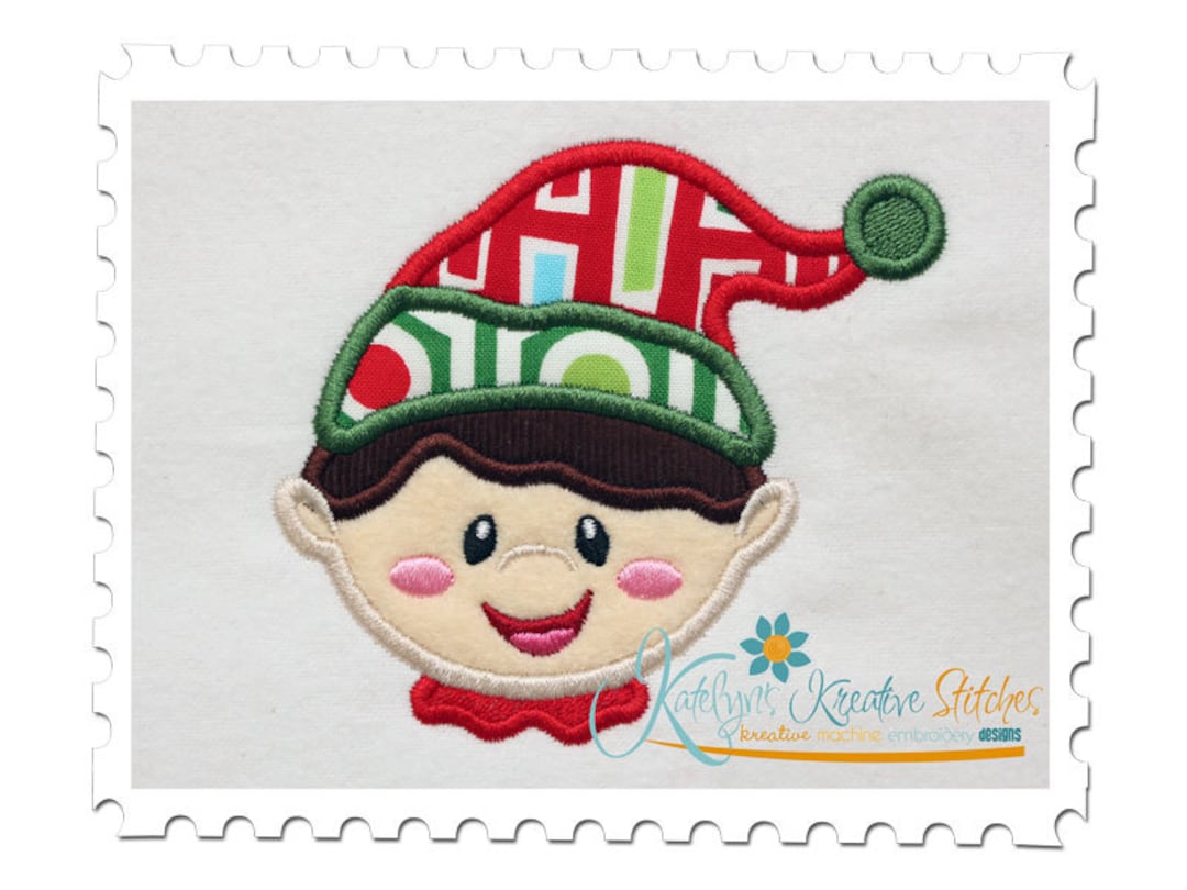 Boy Elf Applique Head Shot, Elf Applique, Machine Embroidery Files ...