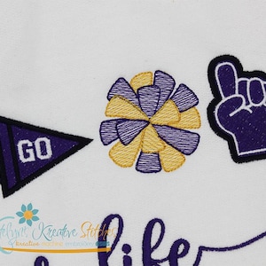 Cheer Life Icon Embroidery - Filled and Outline Versions - Etsy