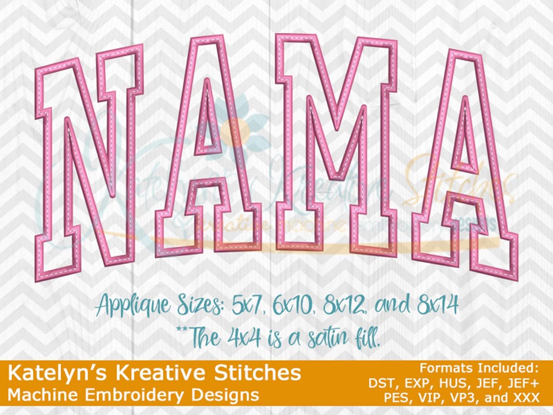 Nama Arched Embroidery Design, Nama Applique, Nama Embroidery, Instant ...
