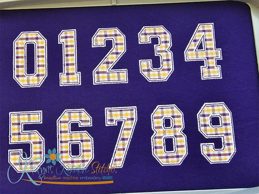 College Applique Number Set, 11 Sizes, BX Format, Applique Numbers ...