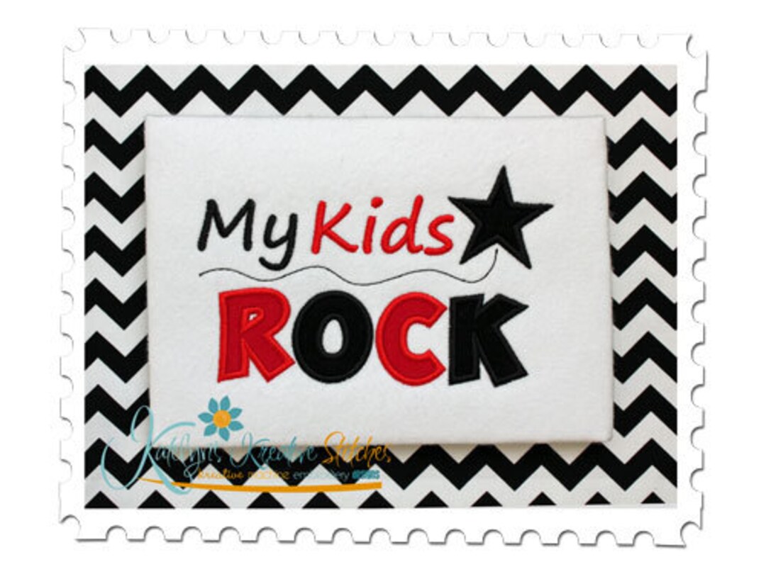 My Kids Rock Embroidery Applique Design, Back to School, Teacher ...