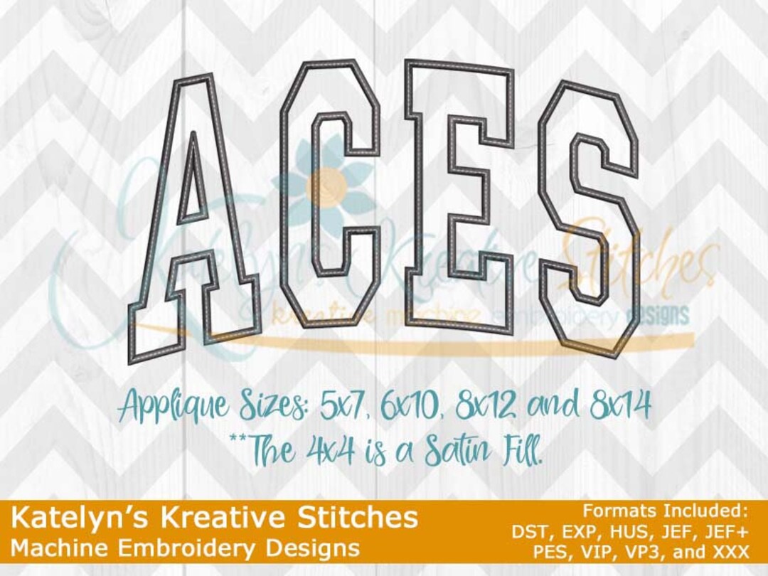 Aces Arched Embroidery - Etsy