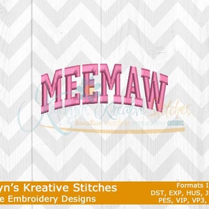 Meemaw Arched Embroidery - Etsy