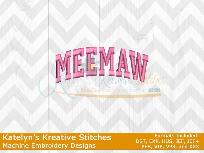 Meemaw Arched Embroidery - Etsy